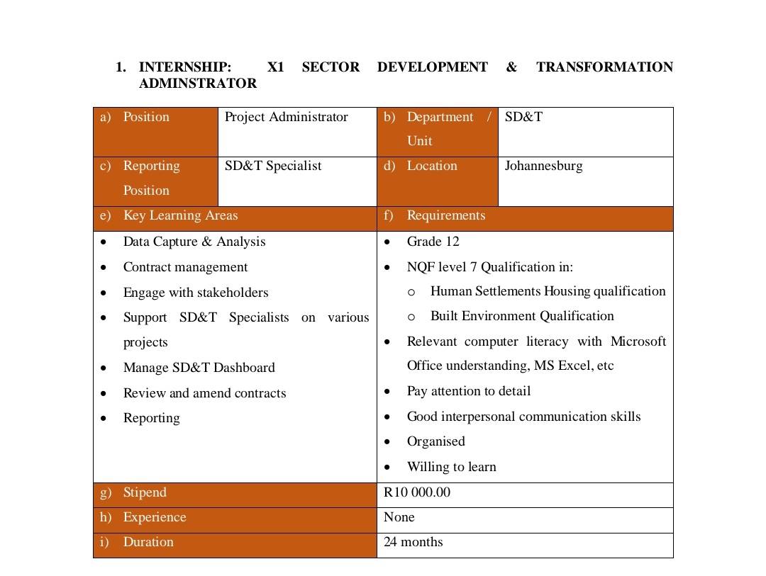 Social Housing Regulatory Authority (SHR): Internship Programme