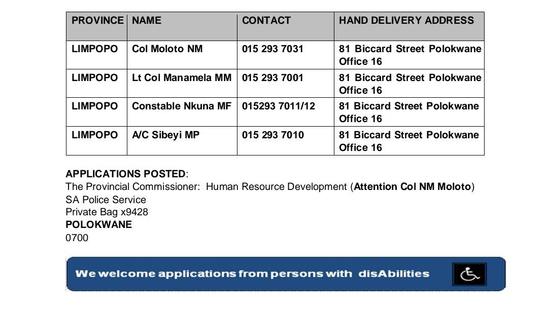 SAPS Limpopo: Internship Programme 2024